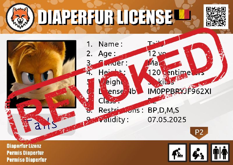 Tails - License number IM0PPBRYJF962XI | Diaper/Potty License Generator